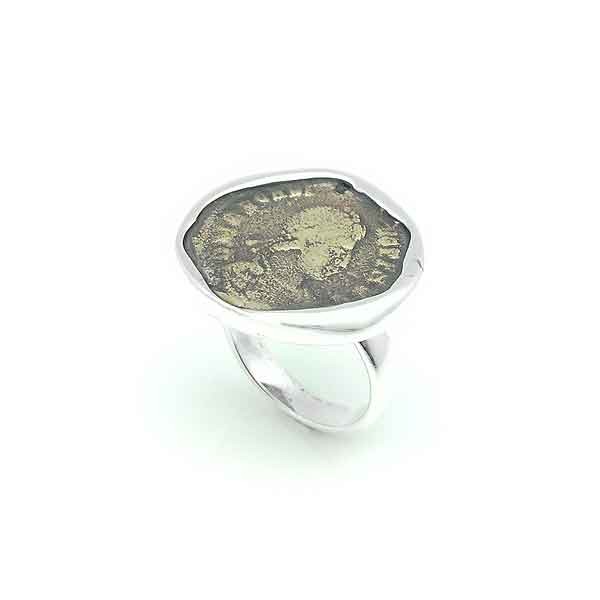 Handmade ring with a Roman Denarius