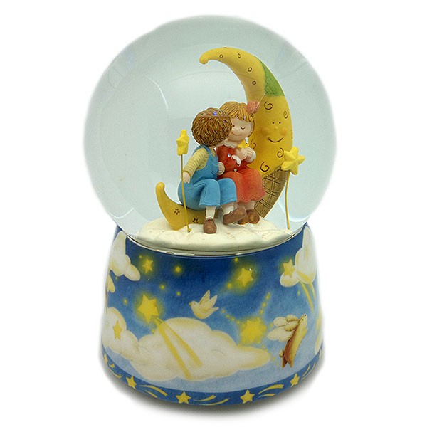 Snowball with children on a moon