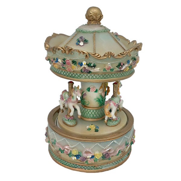 Blue Danuve carousel in ivory, green and gold tones