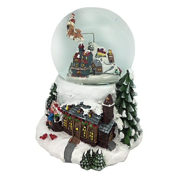 Hand-painted Magical Flight Snowball over the Town.