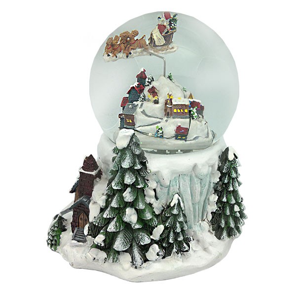 Hand-painted Magical Flight Snowball over the Town.