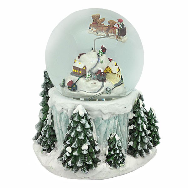 Hand-painted Magical Flight Snowball over the Town.